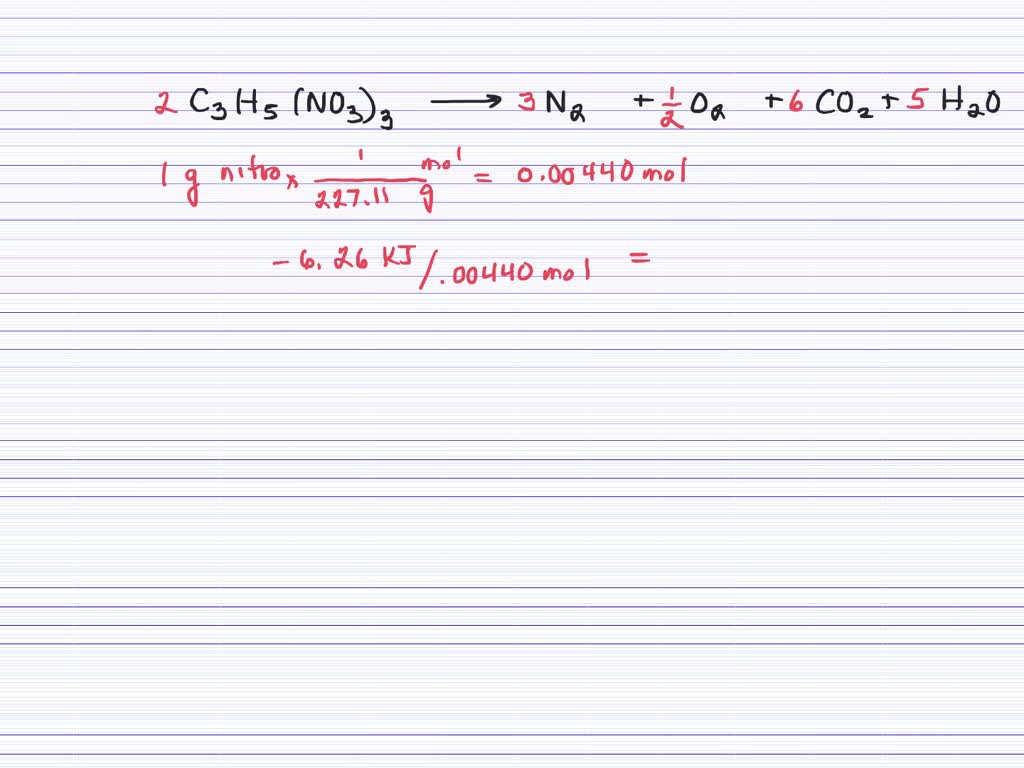 SOLVED:Nitroglycerin, C3 H5(NO3)3(l), is an explosive most often used ...