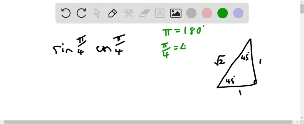 SOLVED:Calculate the given expression without using a calculator. sin(π/ 4) cos(π/ 4)