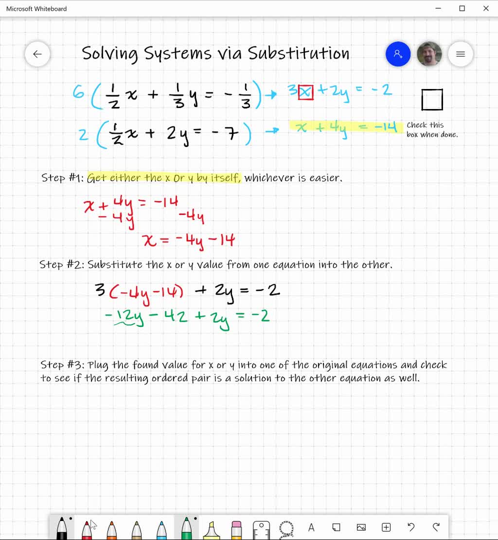 SOLVED:For Problems 1-26, solve each system by using the substitution method. (Objective 1) ( x ...