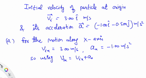 A particle leaves the origin with an initial velocity v⃗=(3.00 î) m / s and a constant ...