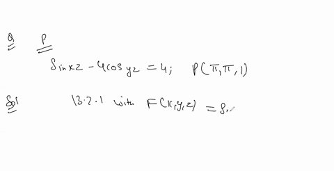 SOLVED:Find two unit vectors that are normal to the given surface at the point P . sinx z-4 cosy ...