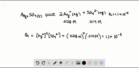 SOLVED: Silver sulfate dissolves in water according to the reaction: A 1.5-L solution contains 6 ...