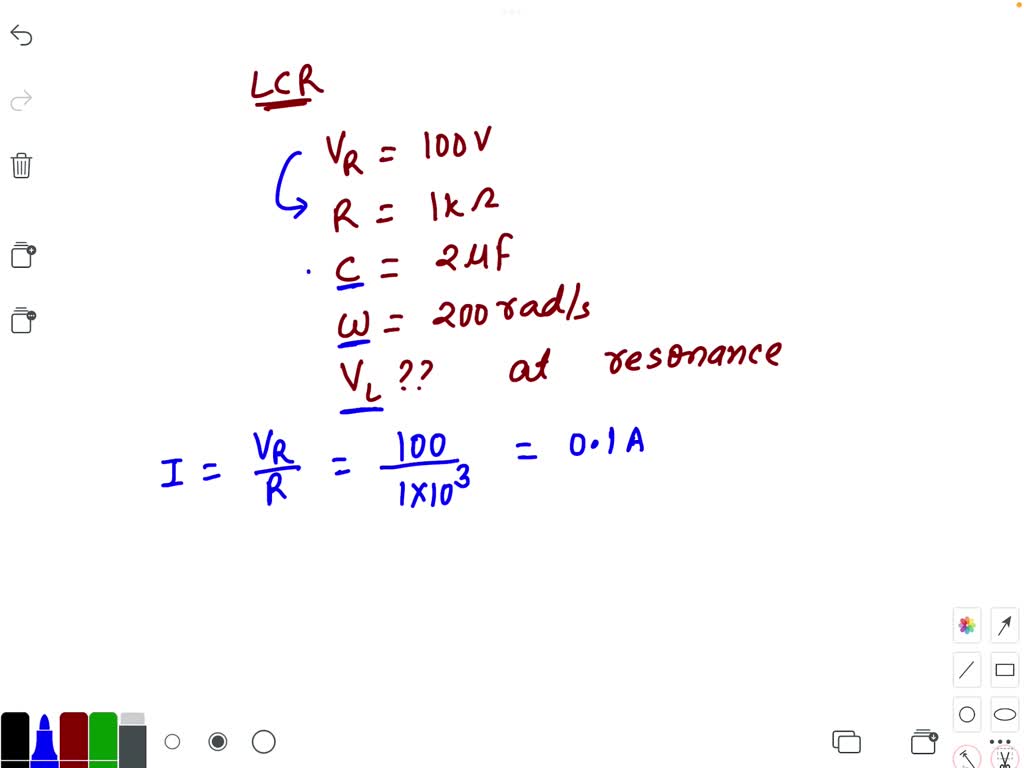 SOLVED:In a series resonant LCR circuit, the voltage across R is 100 V ...