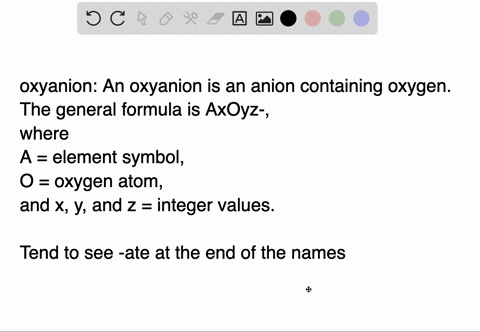 SOLVED:What is an oxyanion? How is a series of oxyanions named? (Give ...