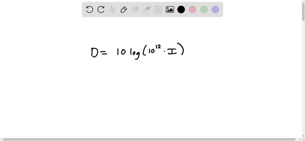 SOLVED:The loudness level of a sound, D, in decibels, is given by the formula D=10 log(10^12 I ...