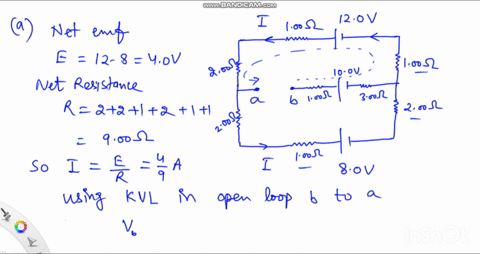 (a) Find the potential of point a with respect to point b in Fig. P26 ...