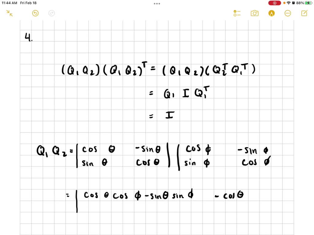SOLVED:The rotation Q=[ cosθ -sinθ sinθ cosθ ] has complex eigenvalues ...