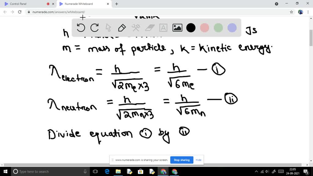 Compare the wavelengths of electrons and neutrons, both with K=3 eV ...