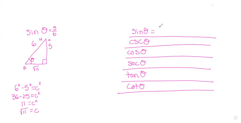 SOLVED:In Exercises 123-126, sketch a right triangle corresponding to the trigonometric function ...