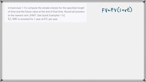 SOLVED:In Exercises 1-10, compute the simple interest for the specified length of time and the ...