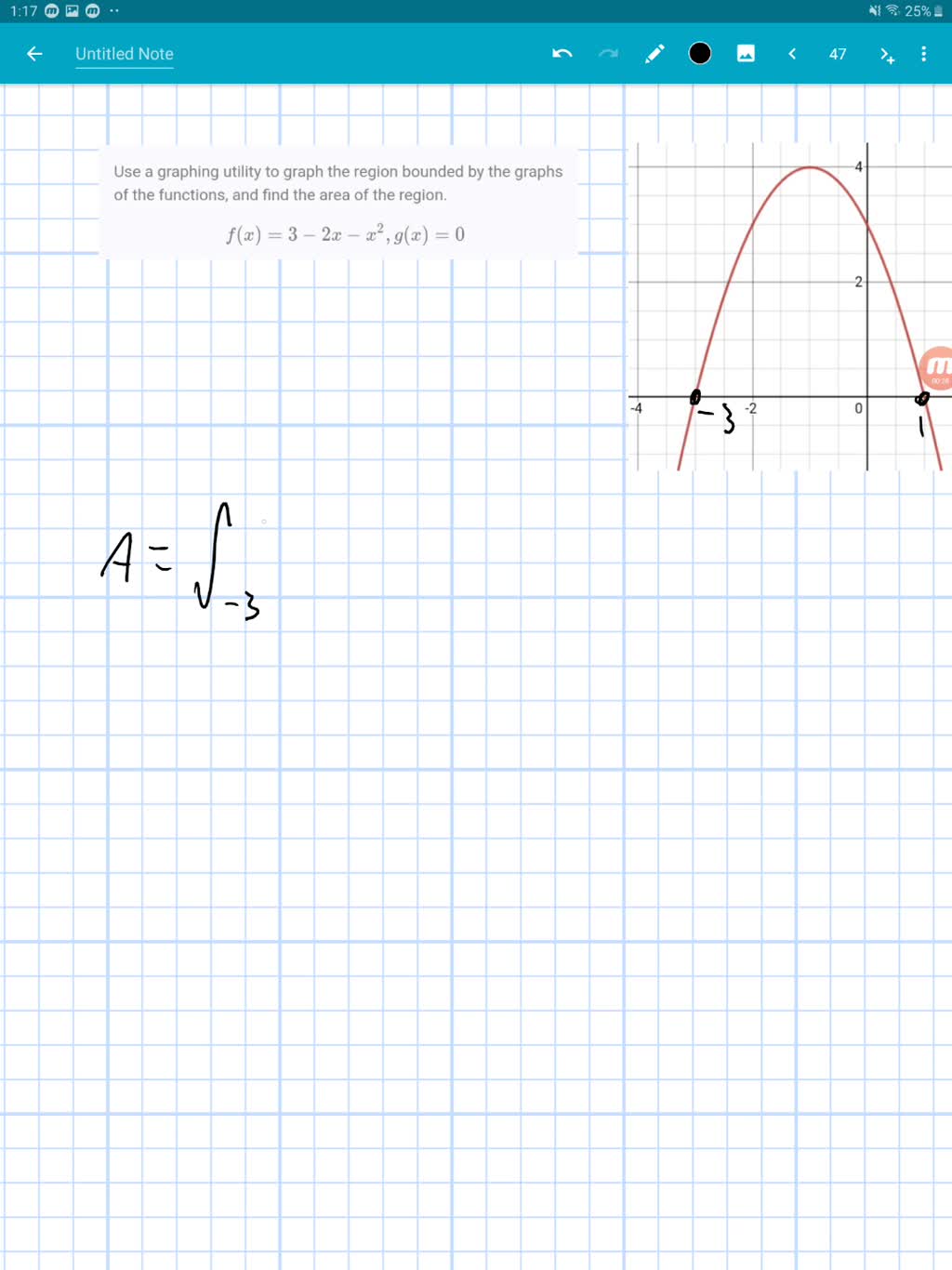 Solved Use A Graphing Utility To Graph The Region Bounded By The Graphs Of The Functions And