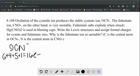SOLVED:Oxidation of the cyanide ion produces the stable cyanate ion ...