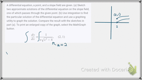 SOLVED:Slope Fields, a differential equation, a point, and a slope field are given. (a) Sketch ...