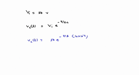 SOLVED:At t=0, a charged 10-μF capacitance is connected to a voltmeter ...