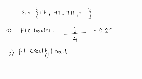 Let H stand for heads and let T stand for tails in an experiment where a fair coin is flipped ...