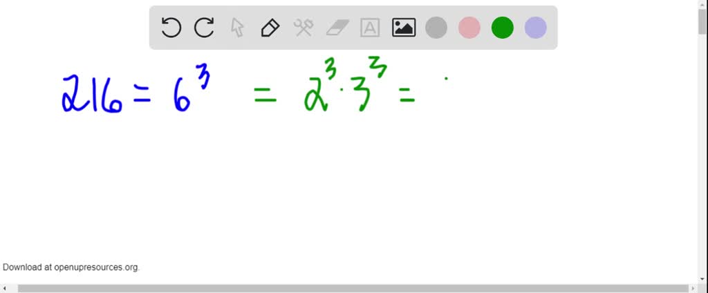 SOLVED: 6^3=216. Using exponents, write three more expressions whose ...