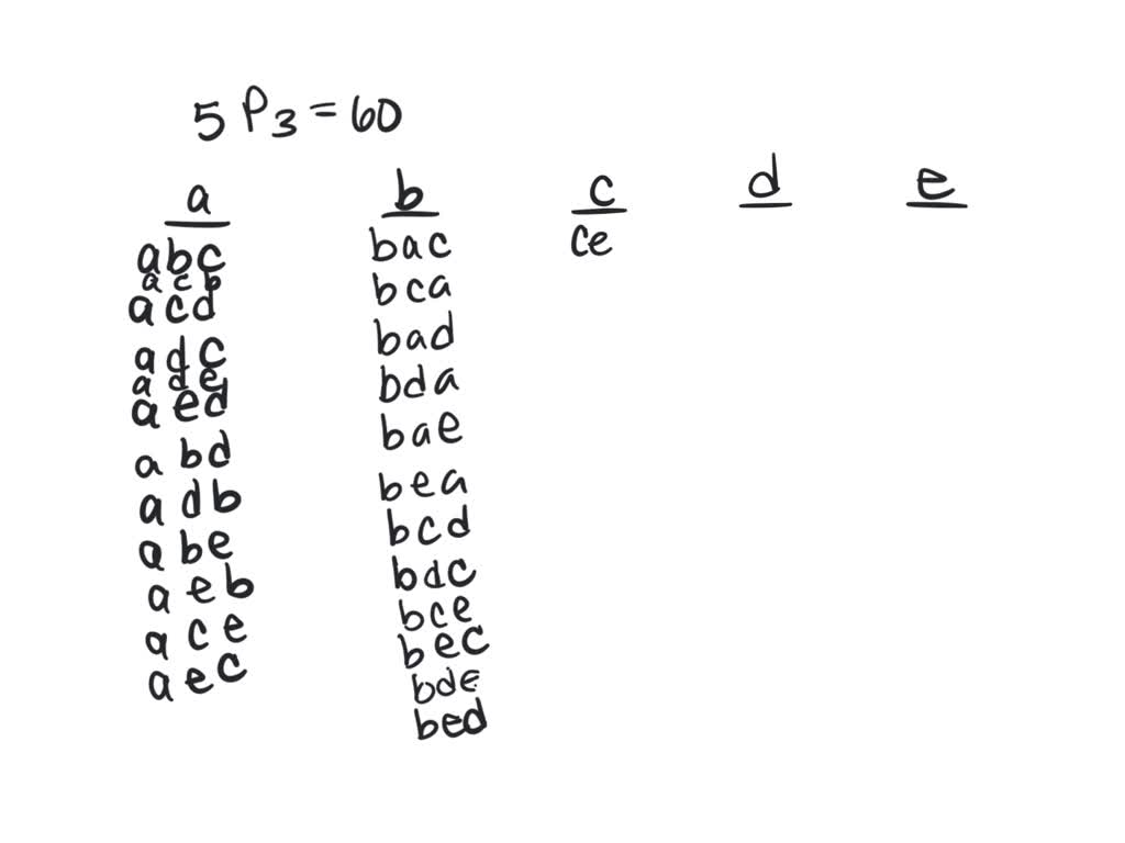 Solved List All Permutations Of Five Objects A B C D And E Taken Three At A Time Without