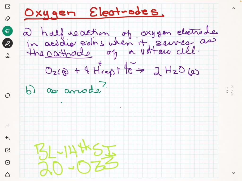SOLVED:(a) Write the half-reaction that occurs at an oxygen electrode ...