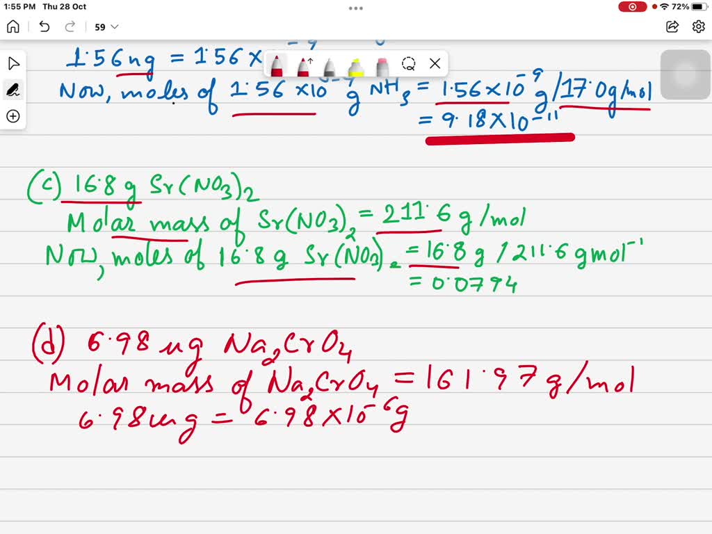 Solved Calculate The Number Of Moles Of Each Compound In The Following