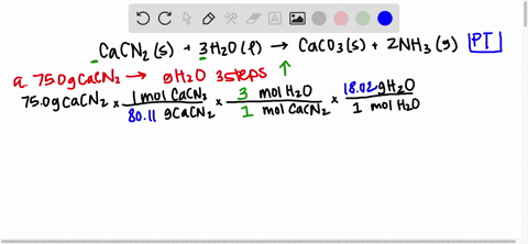 SOLVED:Calcium cyanamide reacts with water to form calcium carbonate ...