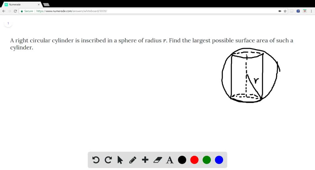 SOLVED:A right circular cylinder is inscribed in a sphere of radius r ...