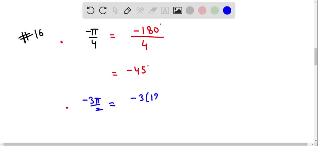 ⏩SOLVED:Construct angles with the following radian measure. -π/ 4,-3 ...