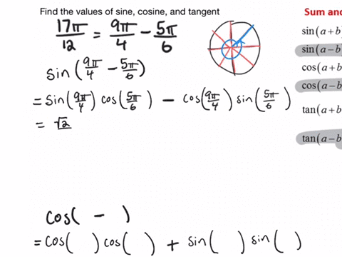 SOLVED:In Exercises 13-28, find the exact values of the sine, cosine ...
