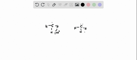 SOLVED:The methyl free radical - CH3 has bond angles of about 120^∘ ...