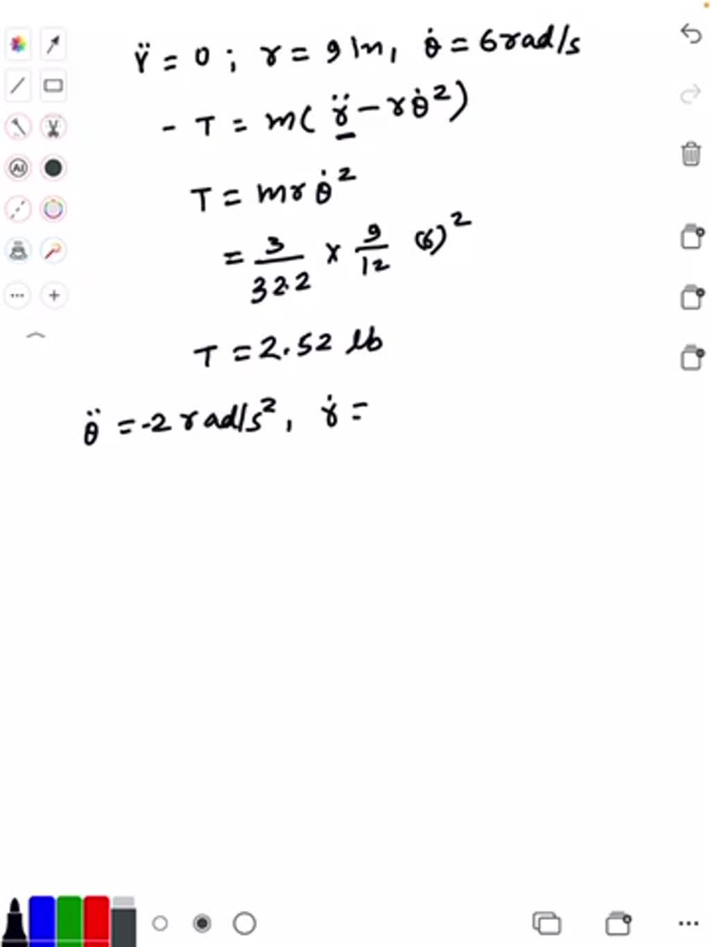 The slotted arm revolves in the horizontal plane about the fixed ...