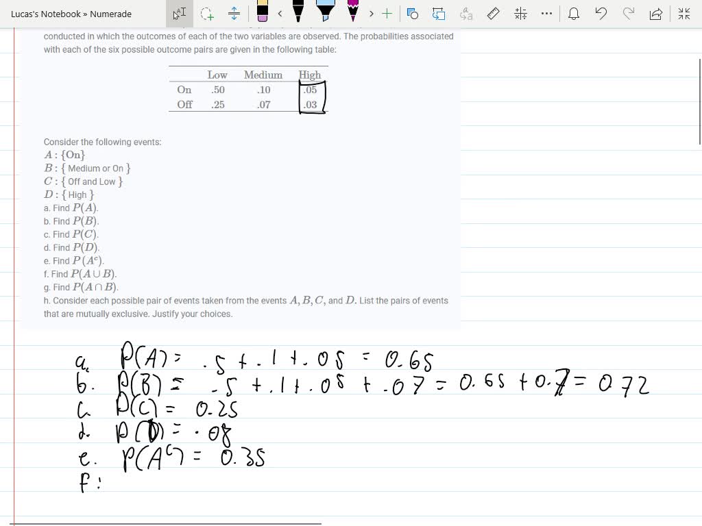 SOLVED:The outcomes of two variables are (Low, Medium, High) and (On ...