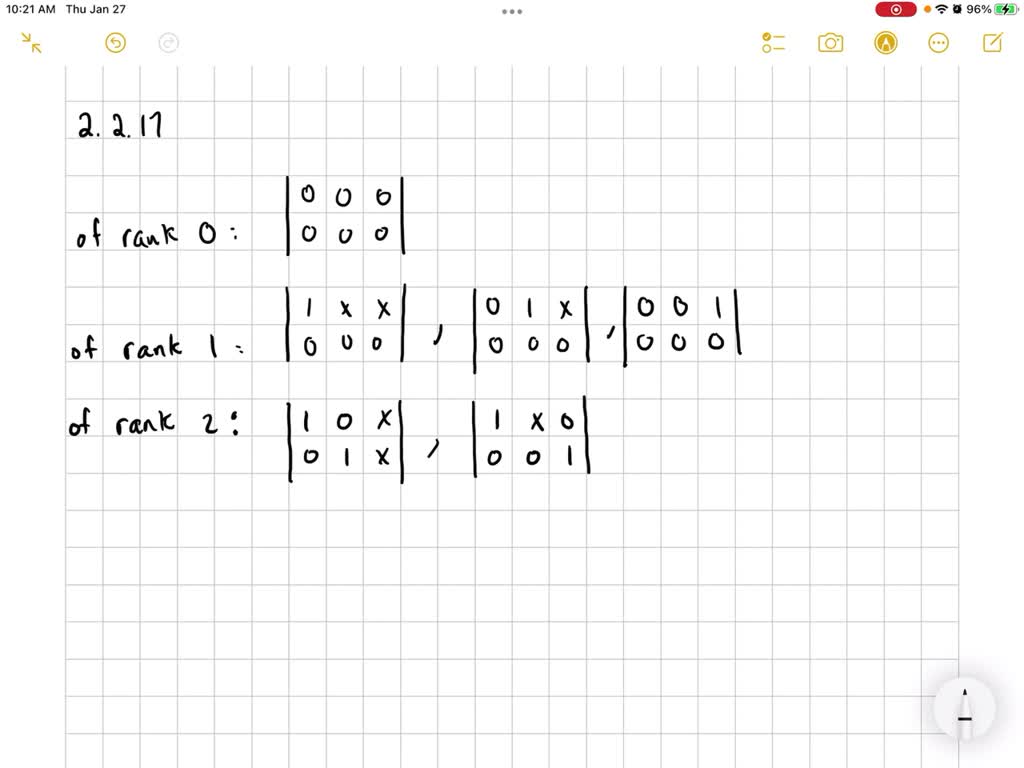 SOLVED: Describe all 2 by 3 matrices A1 and A2 with row echelon forms ...