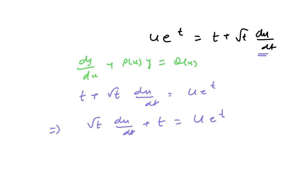 Determine whether the differential equation is linear. ue^t = t + √(t ...