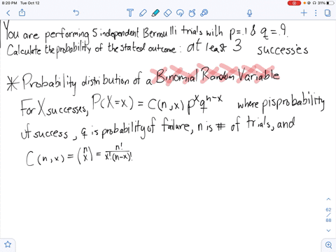 SOLVED:In exercise, you are performing 5 independent Bernoulli trials ...