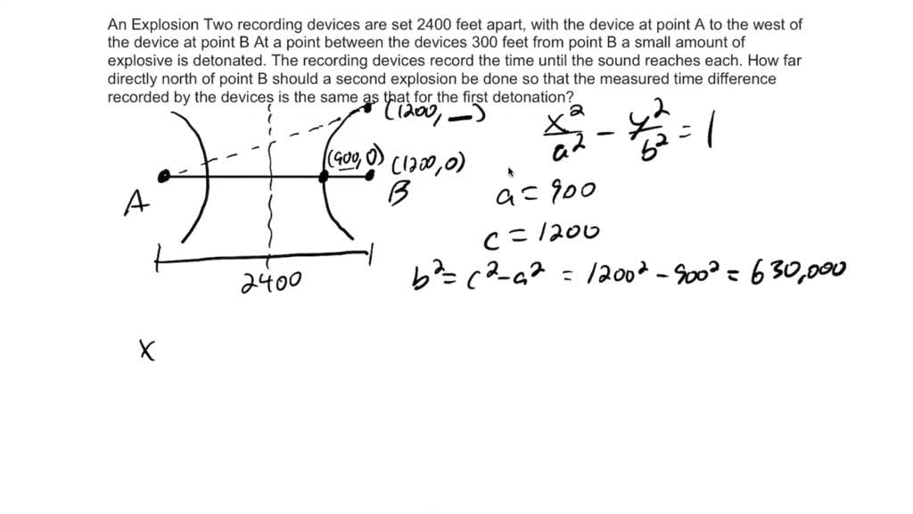 An Explosion Two recording devices are set 2400 feet apart, with the ...