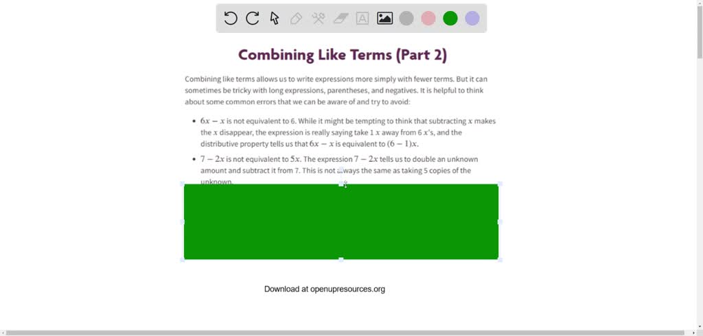 ⏩SOLVED:Summary Lesson: Combining Like Terms (Part 2) | Numerade