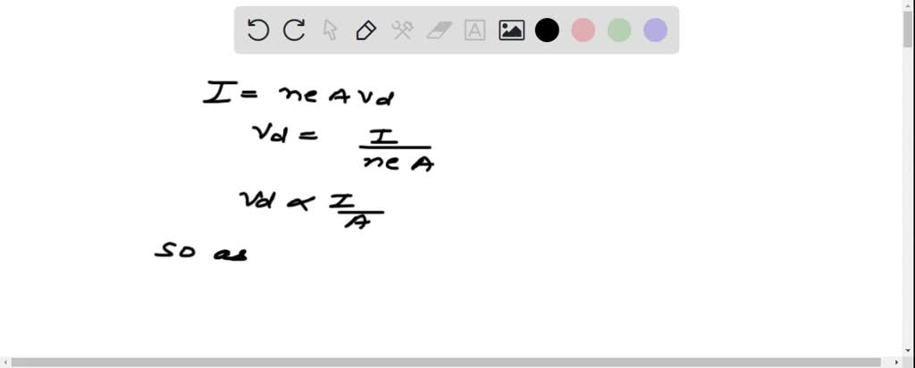 SOLVED:Current flows through a metallic conductor whose area of cross ...