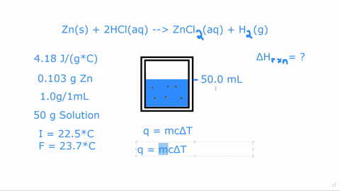 SOLVED:Zinc metal reacts with hydrochloric acid according to the ...