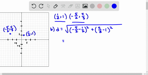 SOLVED:In Exercises 47-56, (a) plot the points, (b) find the distance between the points, and (c ...