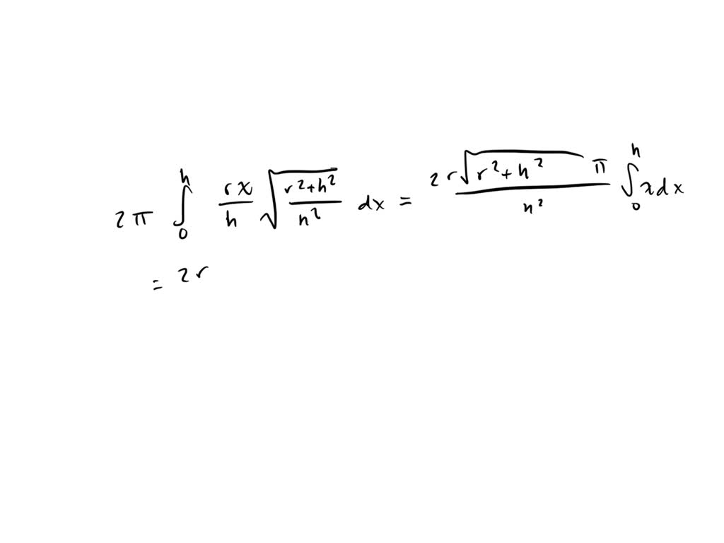 The lateral (side) surface area of a cone of height h and base radius r ...