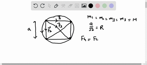 Two particles of equal mass go round a circle of radius R under the action of their mutual ...
