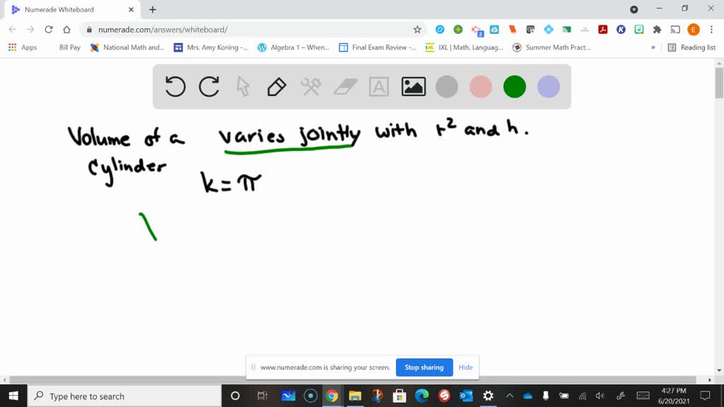 SOLVED:Geometry The volume V of a right circular cylinder varies jointly with the square of its ...