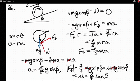 A Ball Rolling Uphill. A bowling ball rolls without slipping up a ramp ...