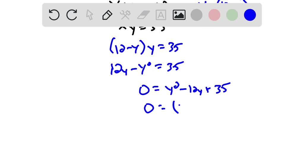 SOLVED:Find two numbers whose sum is 12 and whose product is 35