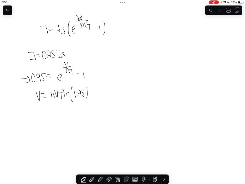 The reverse saturation current IS at T=300^∘ K of a P-N junction ...