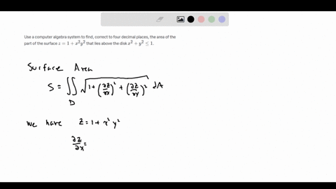 SOLVED: Use a computer algebra system to find, correct to four decimal places, the area of the ...