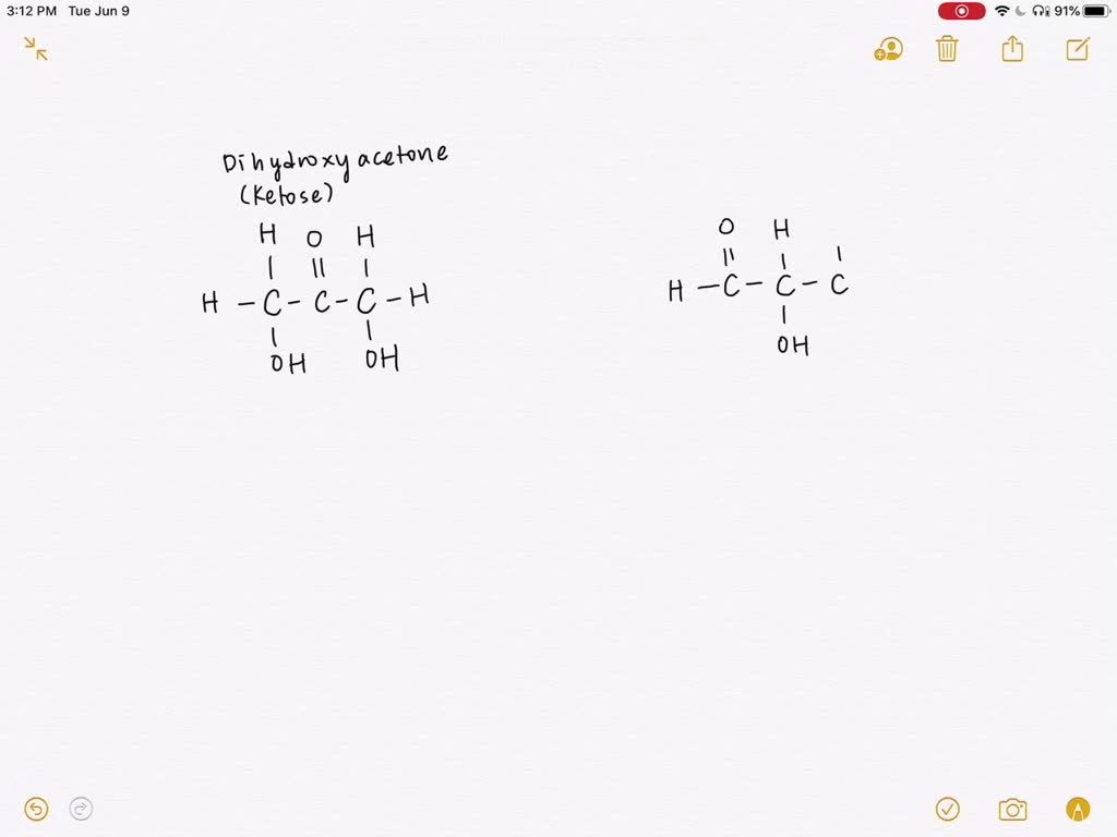 Draw the ketose and aldose forms of a monosaccharide with the chemical ...
