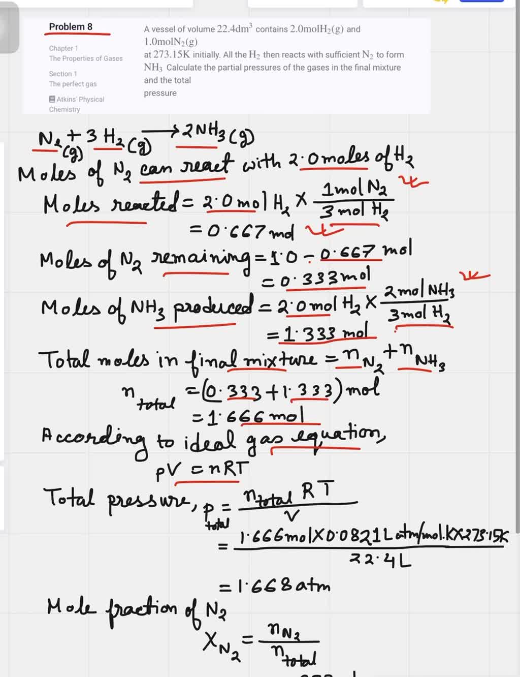  SOLVED A Vessel Of Volume 22 4 Dm 3 Contains 2 0 Mol H2 g And 1 0