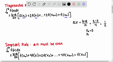 SOLVED:In Exercises 1–10, use the Trapezoidal Rule and Simpson’s Rule ...