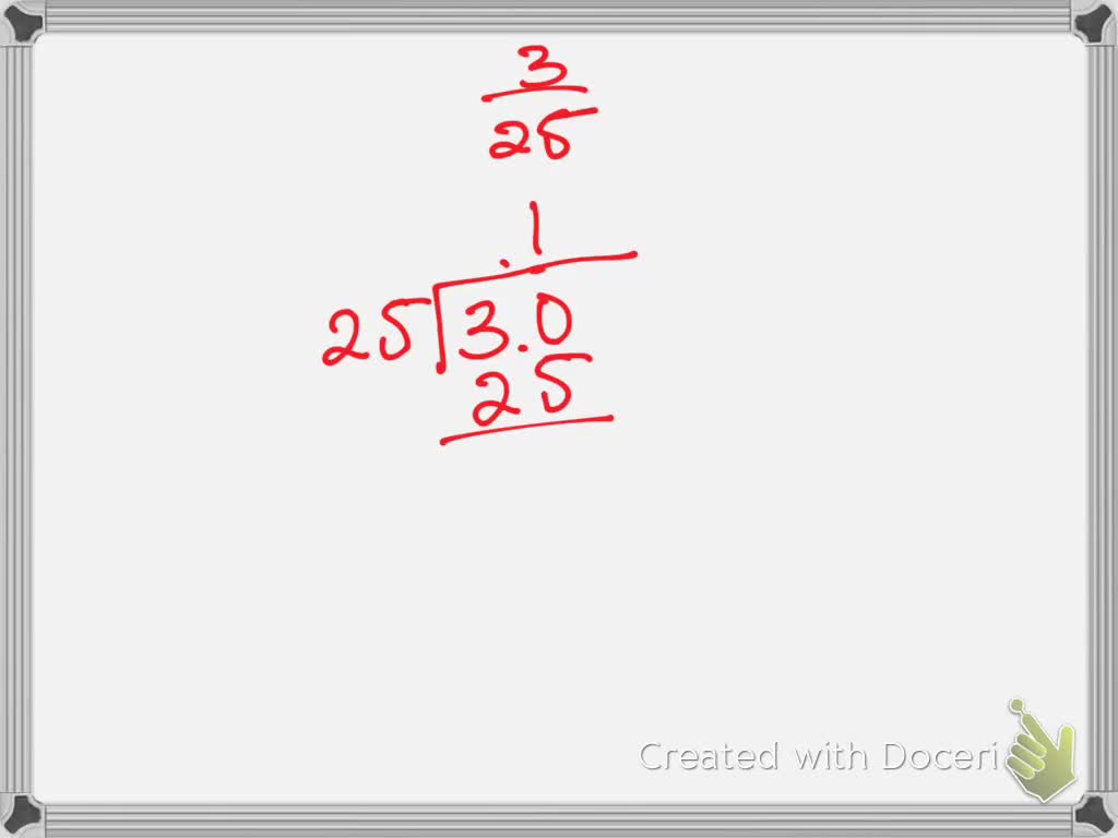 Convert the fraction to a decimal. Place a bar over repeating digits of ...