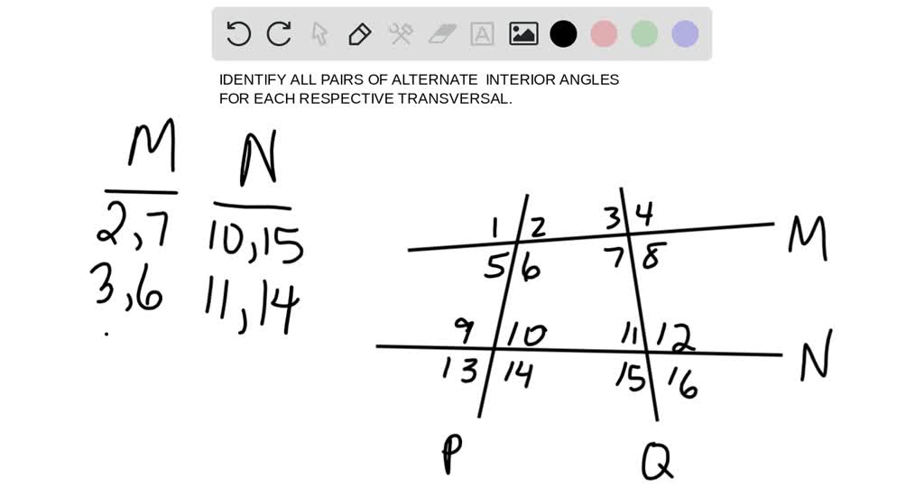 SOLVED:Name all the angle pairs of each type in the diagram. Identify ...